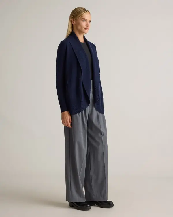Quince Mongolian Cashmere Open Cardigan Sweater - True Navy