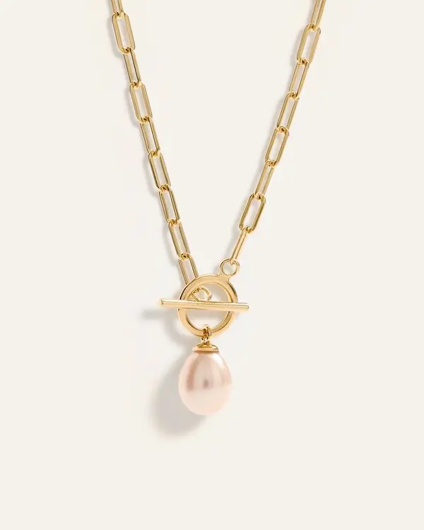 Quince Freshwater Cultured Pearl Toggle Necklace - Gold Vermeil