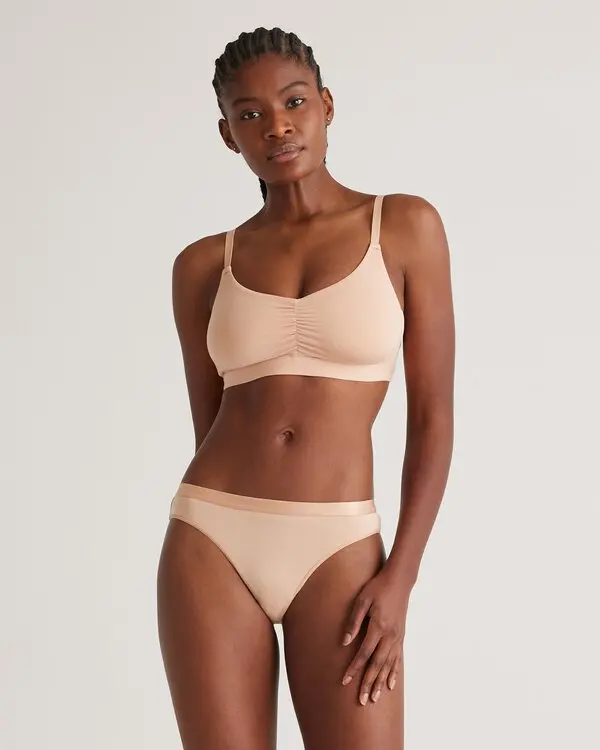 Quince Micromodal Ruched Bralette - Warm Sand