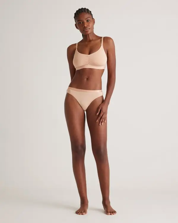 Quince Micromodal Ruched Bralette - Warm Sand
