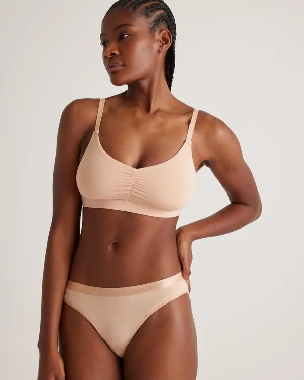 Quince Micromodal Ruched Bralette - Warm Sand