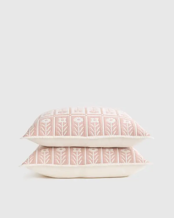 Quince Jacquard Floral Sham Set - Rose