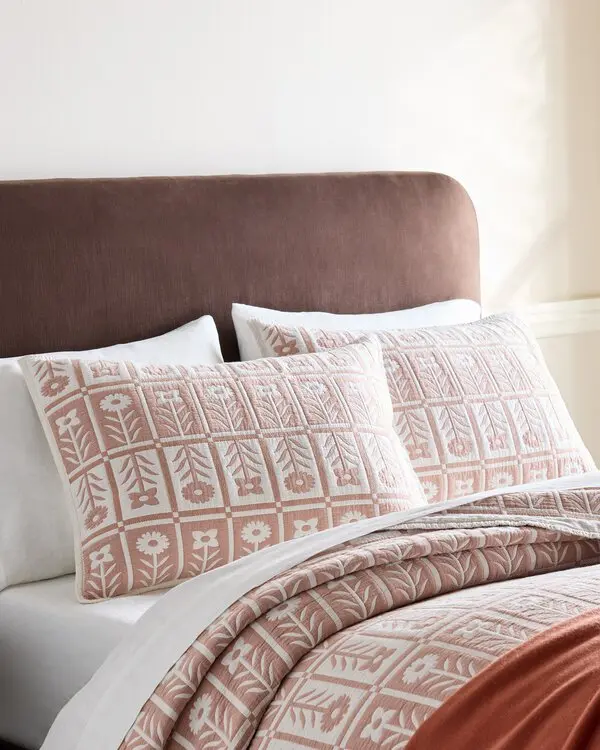 Quince Jacquard Floral Sham Set - Rose