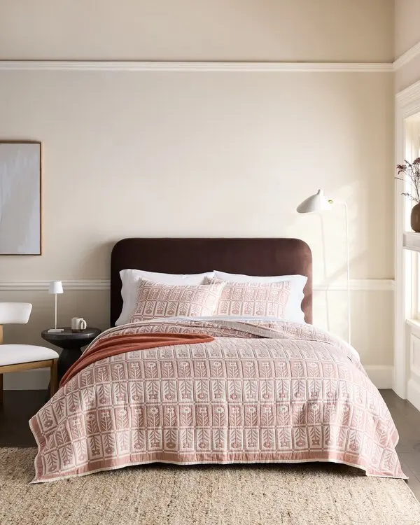 Quince Jacquard Floral Sham Set - Rose