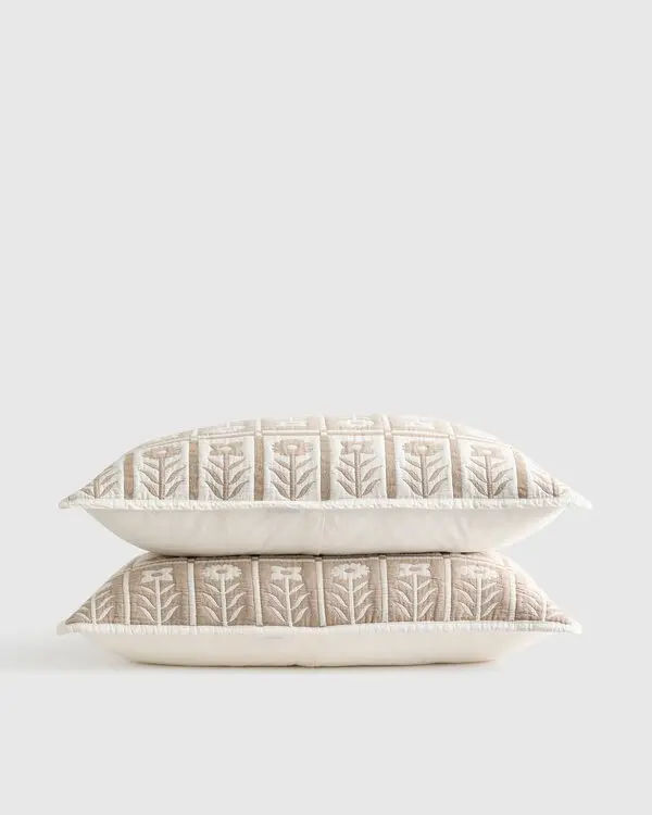 Quince Jacquard Floral Sham Set - Toffee