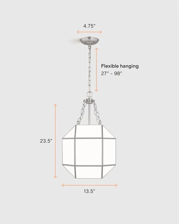 Quince Geometric Steel Lantern Light - Silver