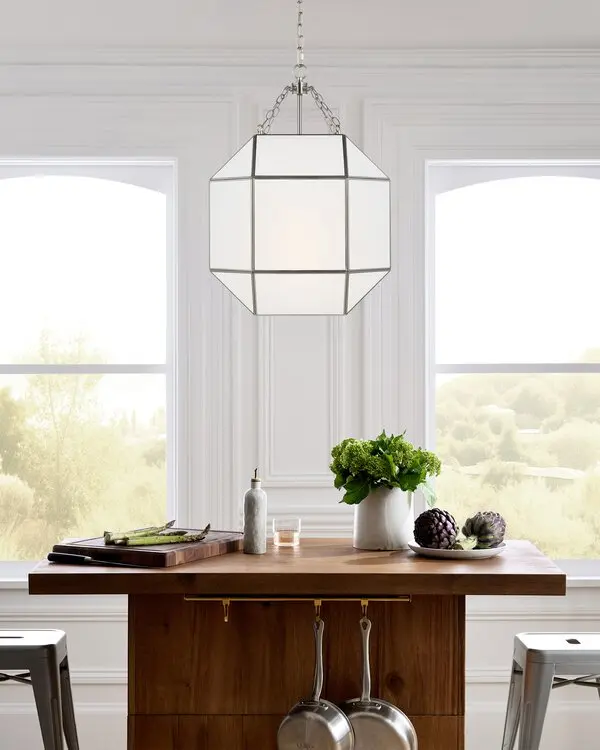 Quince Geometric Steel Lantern Light - Silver