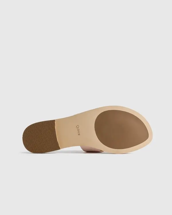 Quince Italian Leather Cutout Slide Sandals - Shell Pink