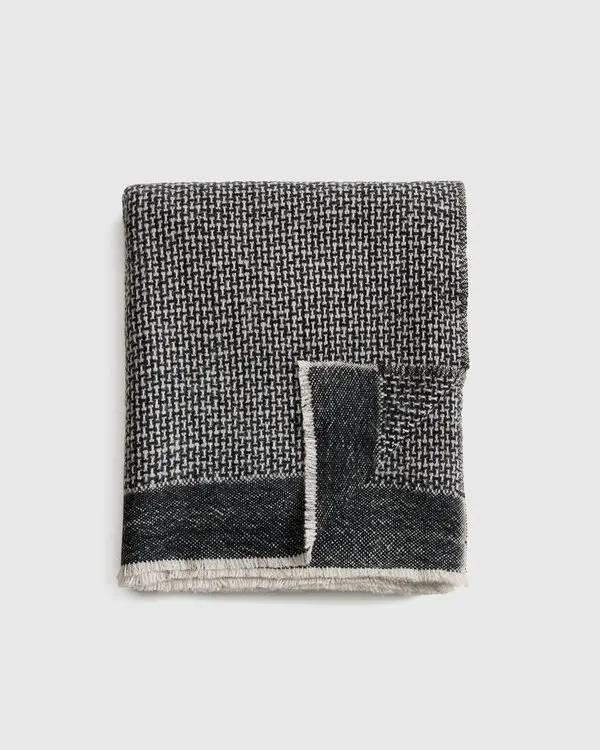 Quince Cashmere Wool Patterned Throw - Black