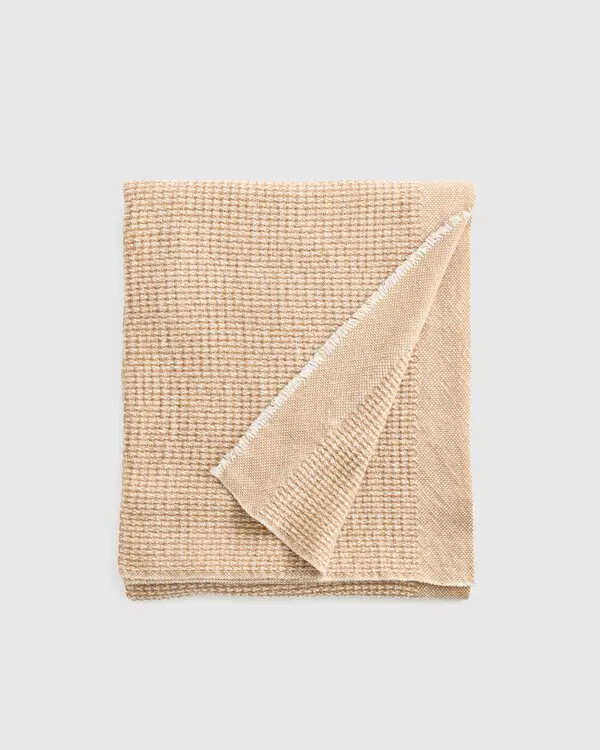 Quince Cashmere Wool Patterned Throw - Camel