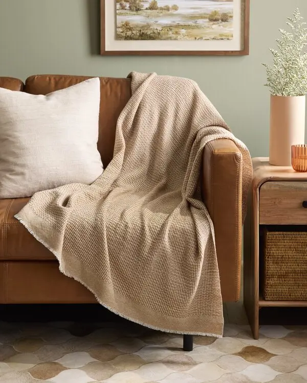 Quince Lightweight Cashmere Wool Patterned Throw