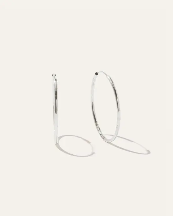 Quince 14k Gold 25mm Hoop Earrings - White Gold