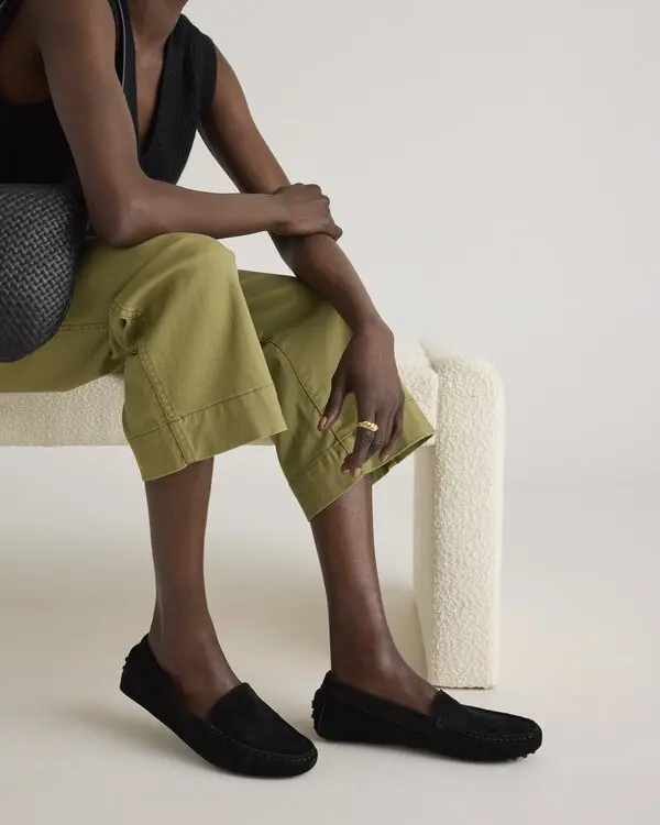 Quince Suede Driver Loafer - Black