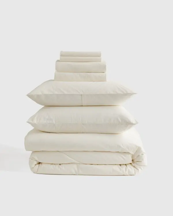 Quince Organic Brushed Cotton Deluxe Bedding Bundle - Ivory