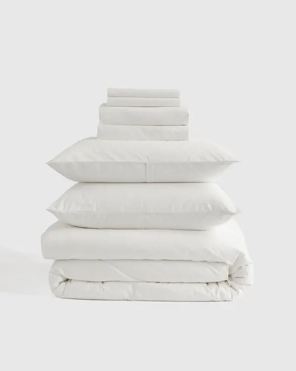 Quince Organic Brushed Cotton Deluxe Bedding Bundle - White