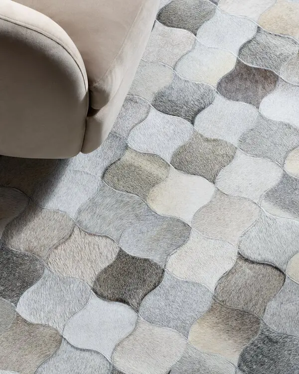 Quince Trellis Hair On Hide Rug - Grey