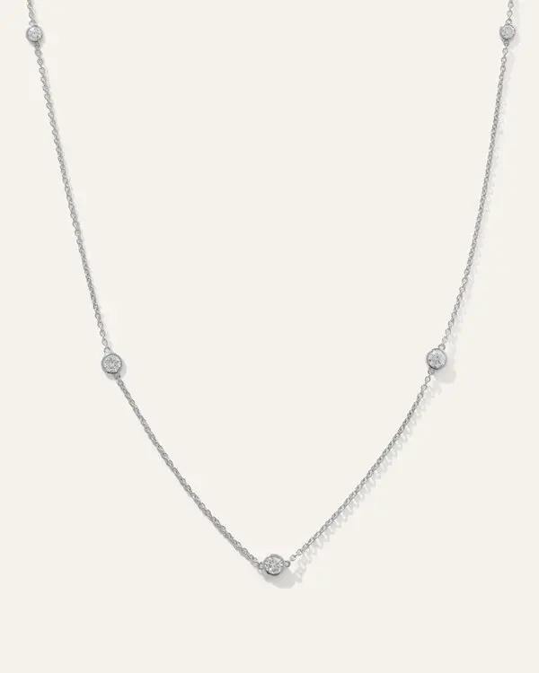 Quince 14k Gold Diamond Bezel Station Necklace - White Gold