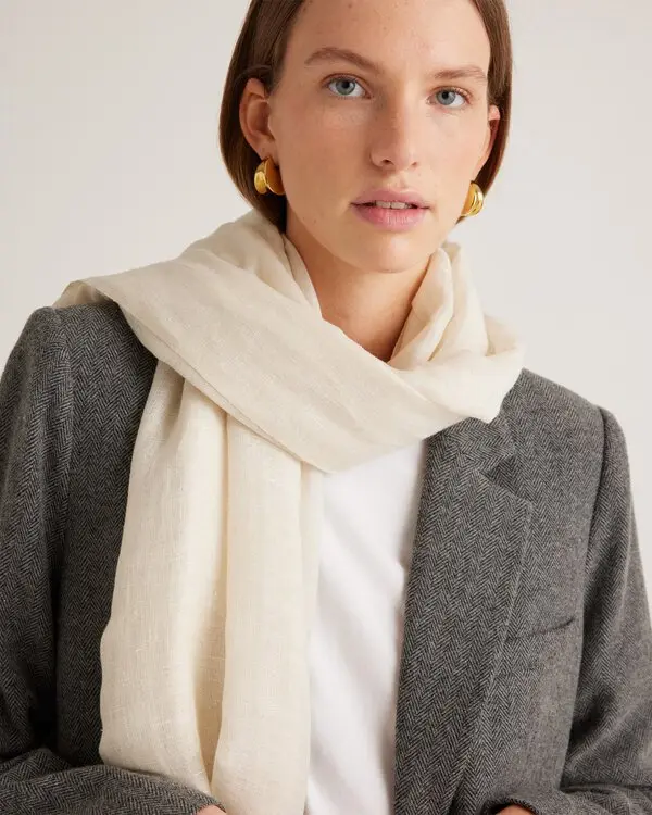 Quince Lightweight Linen Silk Cashmere Scarf - Ivory