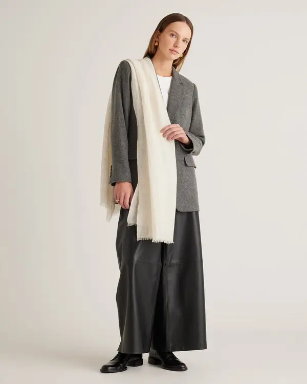 Quince Lightweight Linen Silk Cashmere Scarf - Ivory