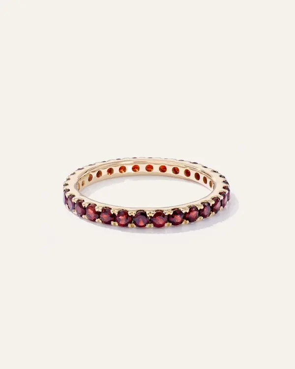 Quince 14k Gold Gemstone Pave Eternity Band Ring - Garnet