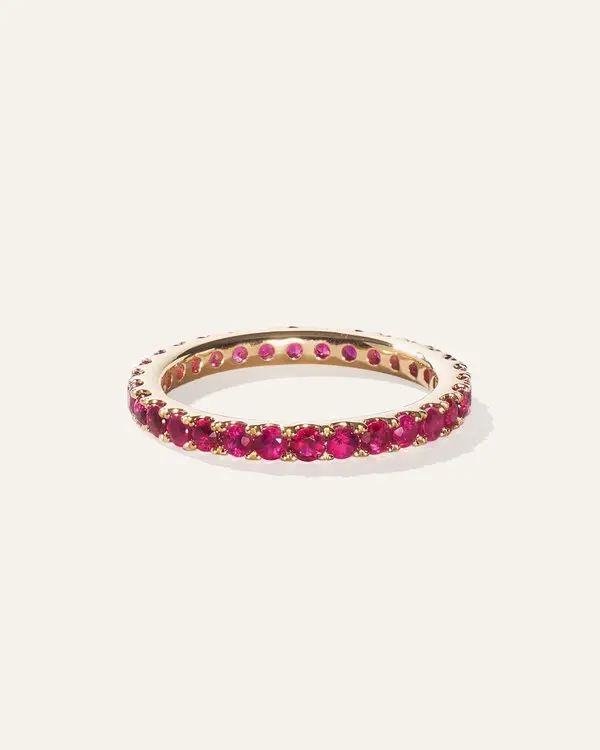 Quince 14k Gold Gemstone Pave Eternity Band Ring - Ruby