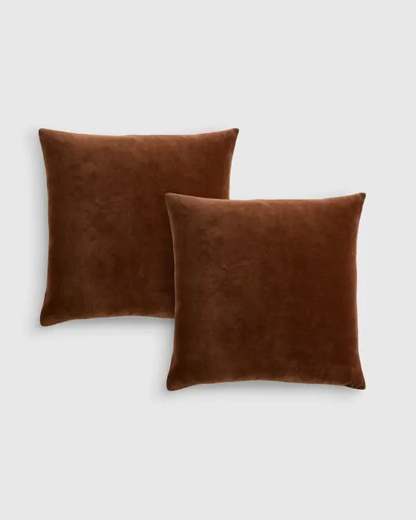Quince Classic Cotton Velvet Pillow Cover - Chestnut