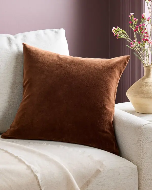 Quince Classic Cotton Velvet Pillow Cover - Chestnut