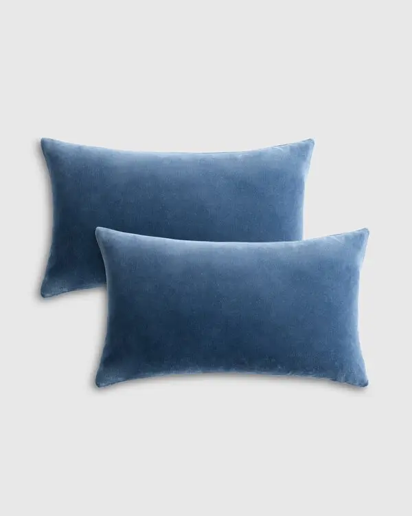 Quince Classic Cotton Velvet Pillow Cover - Glacier Blue