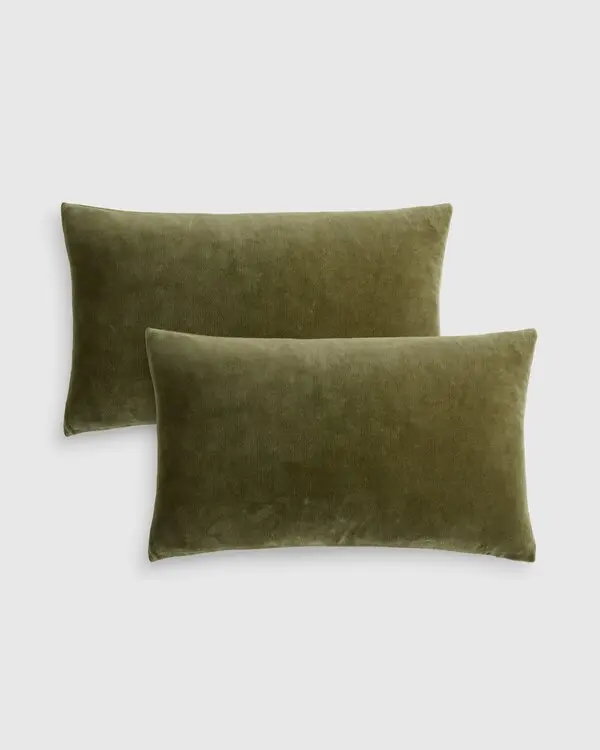 Quince Classic Cotton Velvet Pillow Cover - Moss