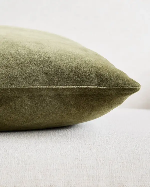 Quince Classic Cotton Velvet Pillow Cover - Moss