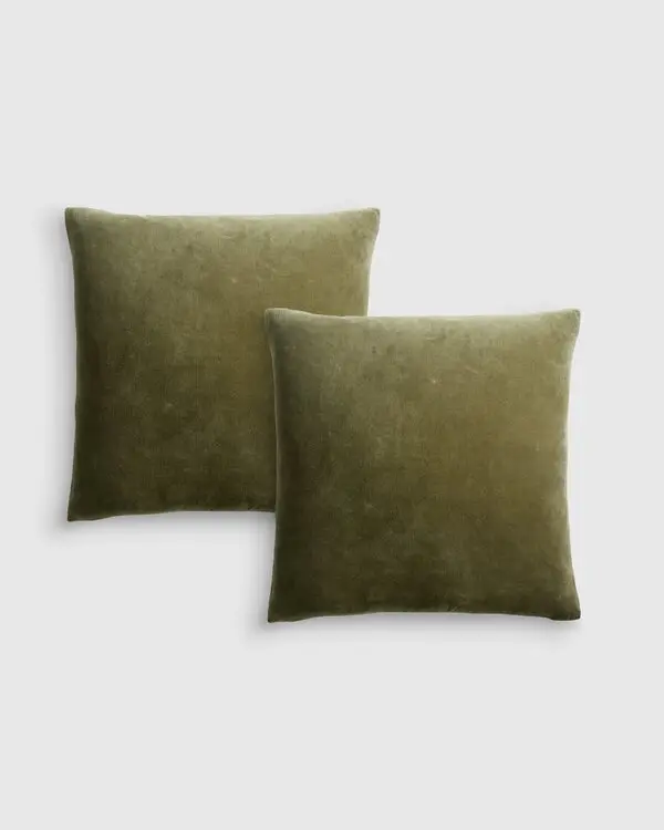 Quince Classic Cotton Velvet Pillow Cover - Moss