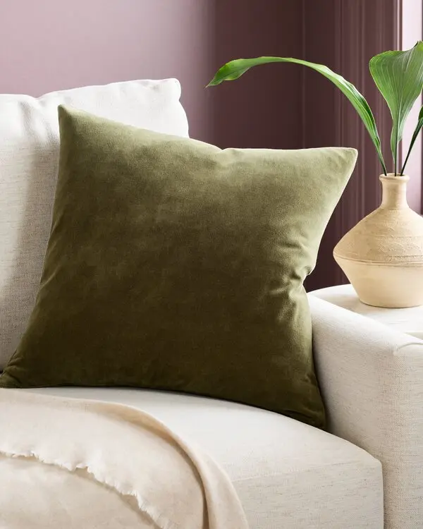 Quince Classic Cotton Velvet Pillow Cover - Moss