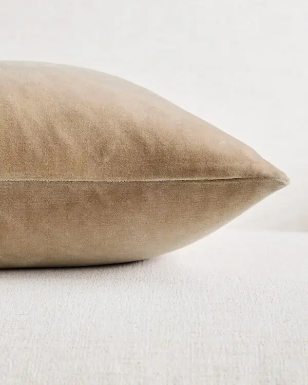 Quince Classic Cotton Velvet Pillow Cover - Taupe