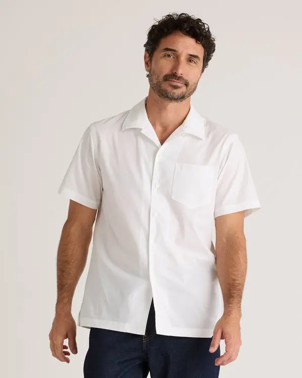 Quince Stretch Poplin Camp Shirt - White