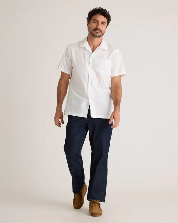 Quince Stretch Poplin Camp Shirt - White