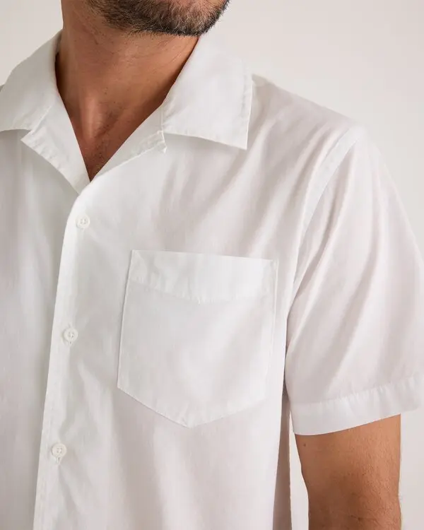 Quince Stretch Poplin Camp Shirt - White