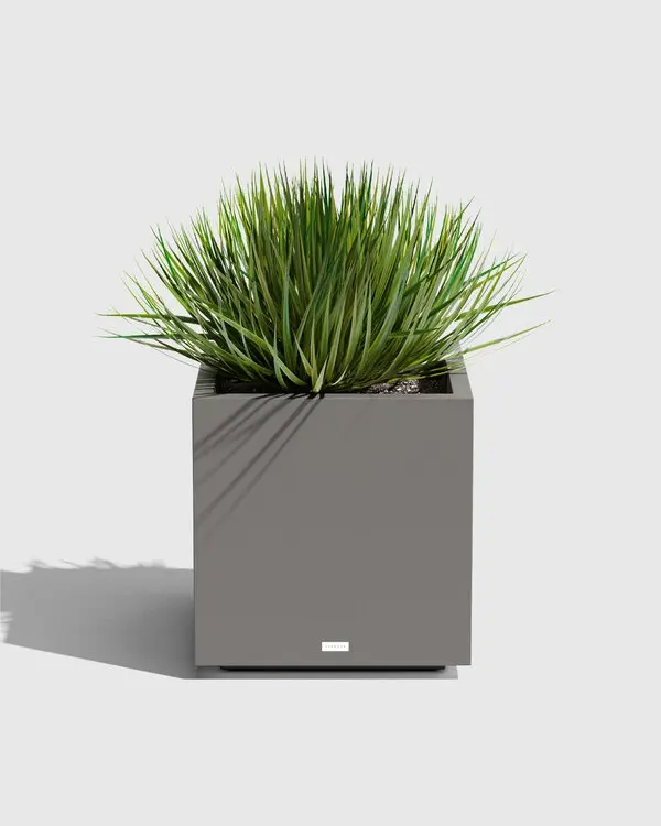 Quince Veradek Block Series All Weather Square Planter - Grey