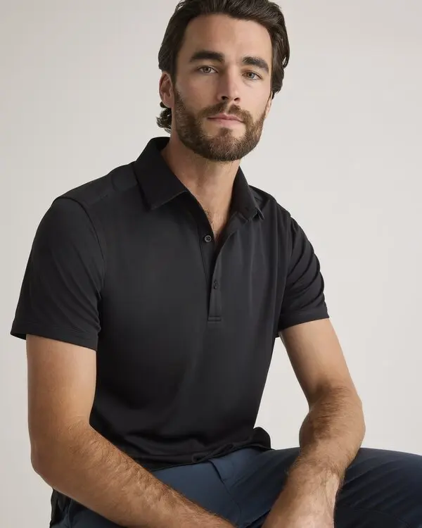 Quince Commuter Stretch Pique Polo - Black
