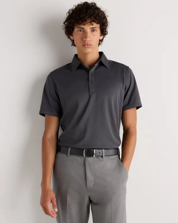 Quince Commuter Stretch Pique Polo - Dark Coal