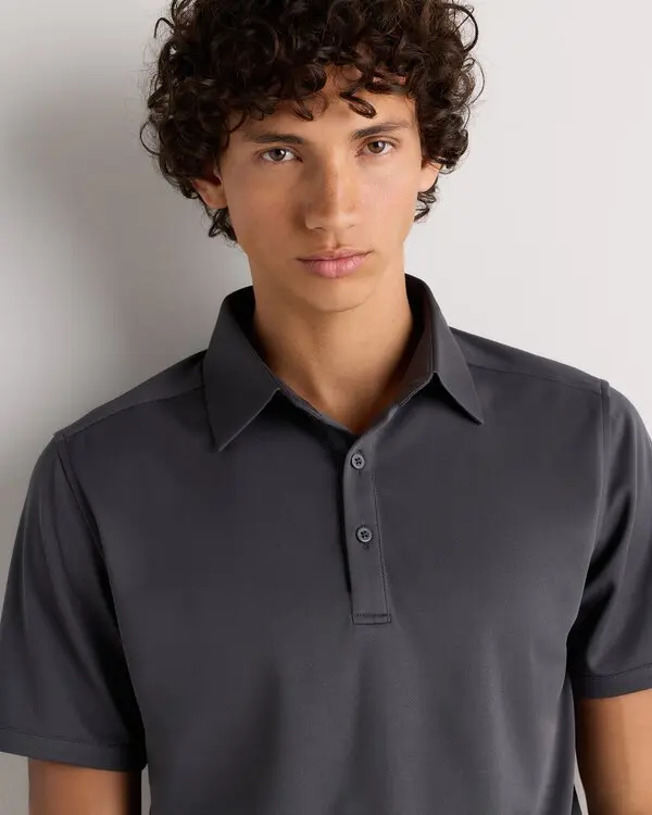 Quince Commuter Stretch Pique Polo - Dark Coal