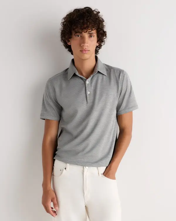 Quince Commuter Stretch Pique Polo - Heather Grey