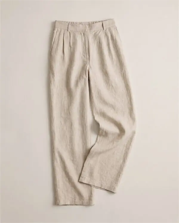 Quince 100% European Linen Pleated Trouser - Flax