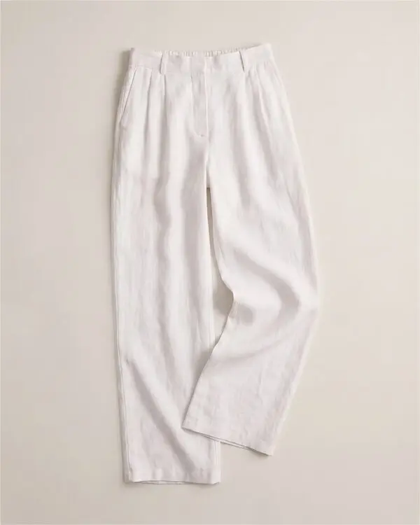 Quince 100% European Linen Pleated Trouser - White