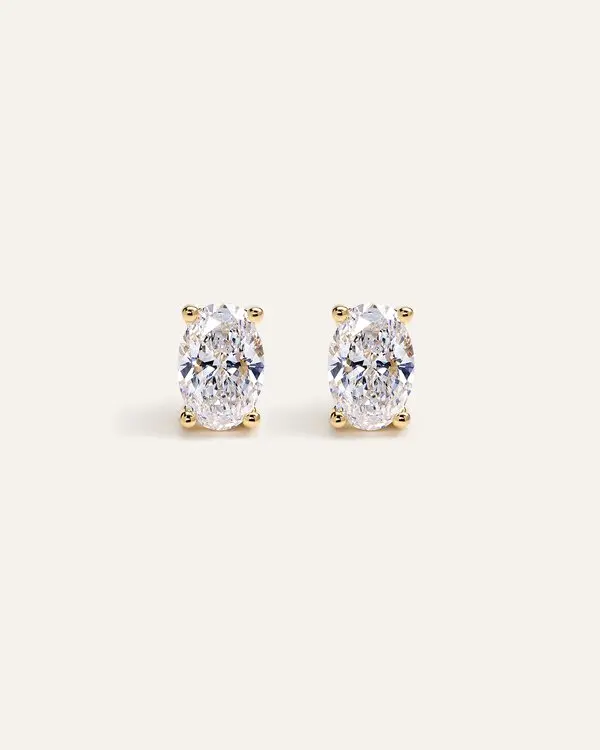 Quince 14k Gold Lab Grown Diamond Oval Solitaire Stud Earrings - Yellow Gold
