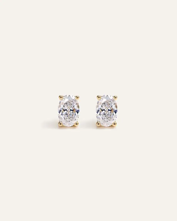 Quince 14k Gold Lab Grown Diamond Oval Solitaire Stud Earrings - Yellow Gold