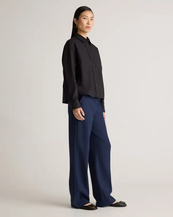 Quince Organic Cotton Poplin Cropped Long Sleeve Shirt