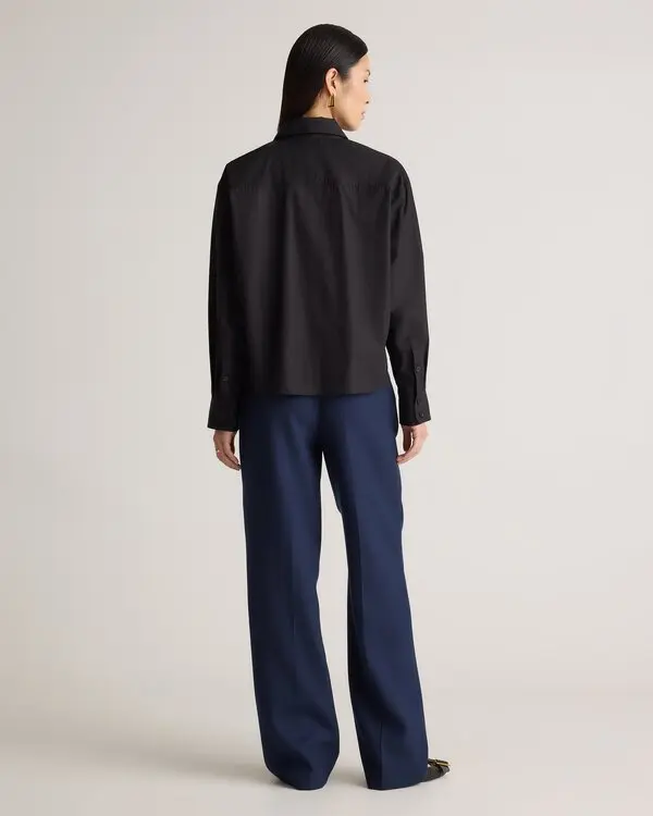 Quince Organic Cotton Poplin Cropped Long Sleeve Shirt
