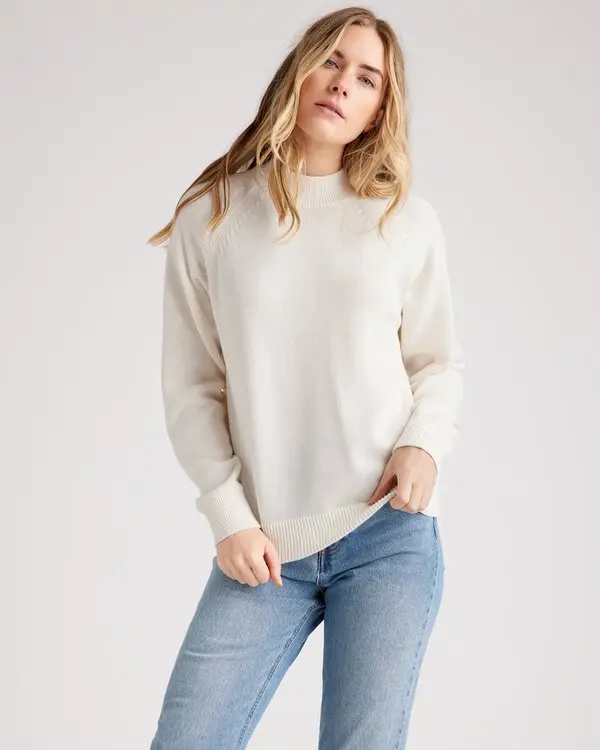 Quince Organic Cotton Mock Neck Sweater
