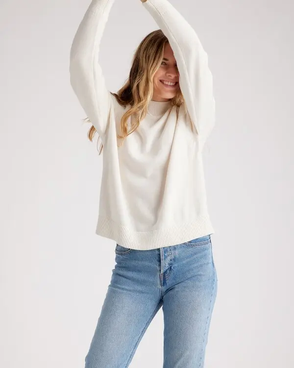 Quince Organic Cotton Mock Neck Sweater
