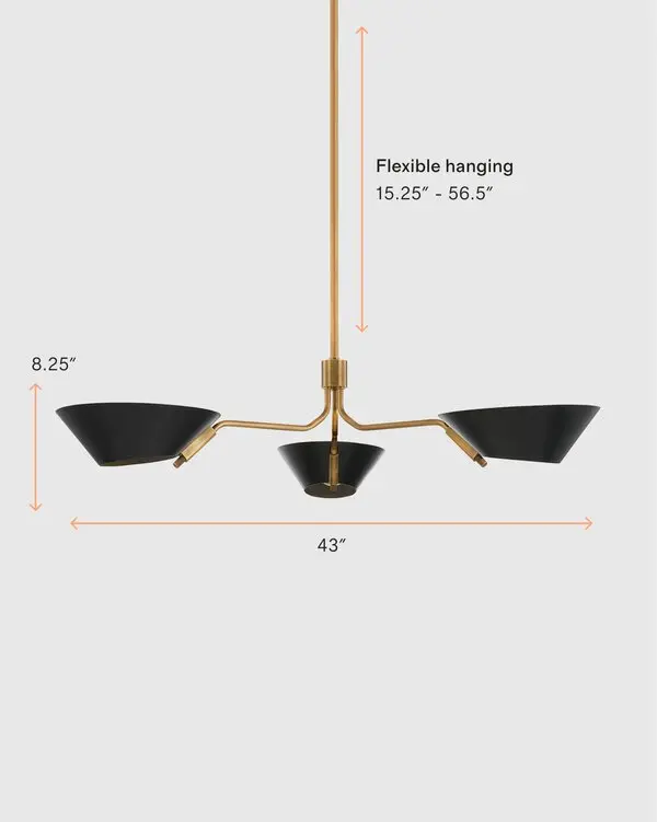 Quince Mid-century Armed Iron Chandelier